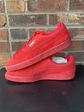 Puma | Shoes | Puma Red Suede Sneakers With Speckled Midsole New Wout ...